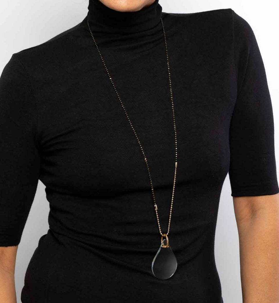 Gold Plated Modern Monocle Style Necklace - Gold Nights by Luka